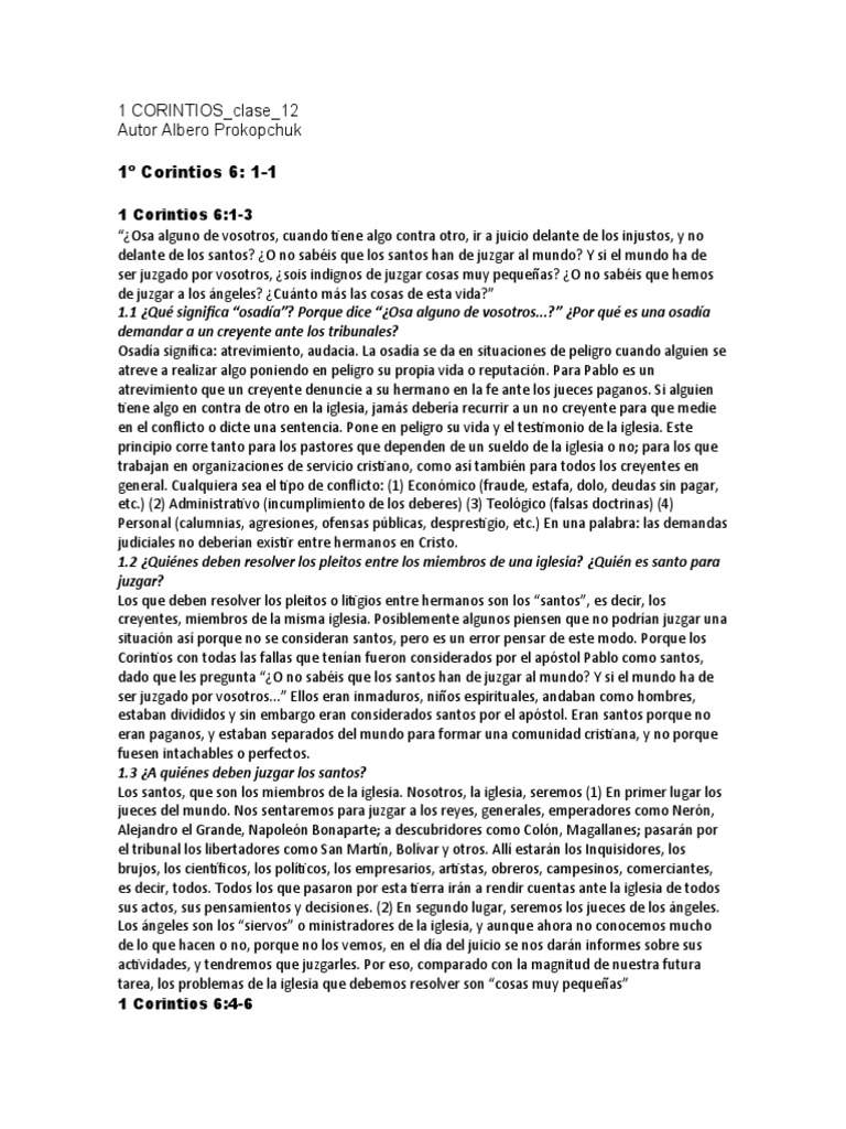 1 Corintios - Clase - 12 | PDF | Pecado | Primera epístola a los corintios