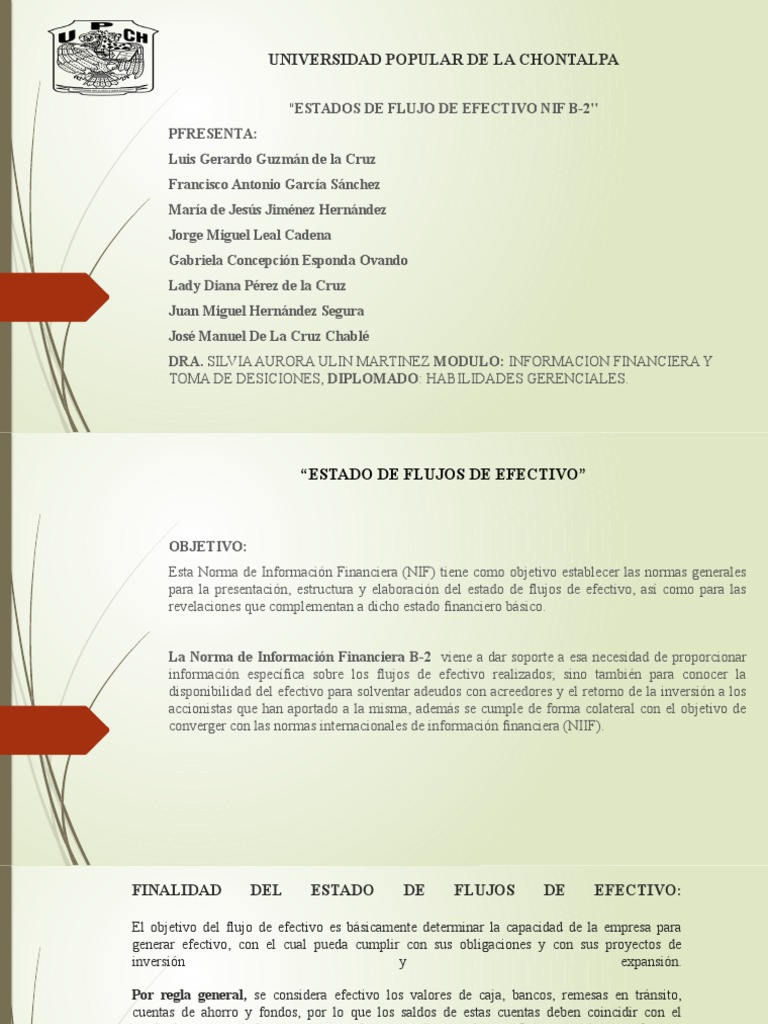Diapositivas Nif B2 | PDF | Contabilidad | Estado de flujo de efectivo