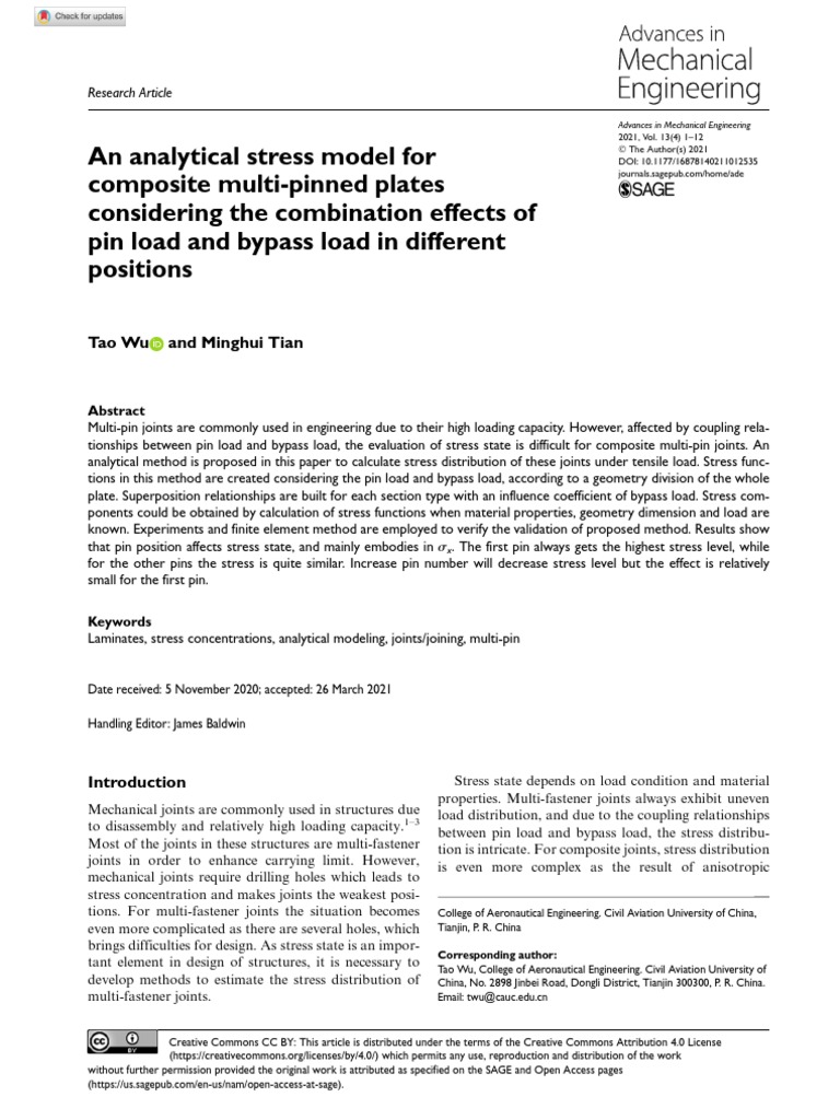 An Analytical Stress Model For Composite Multi-Pin | PDF | Stress ...