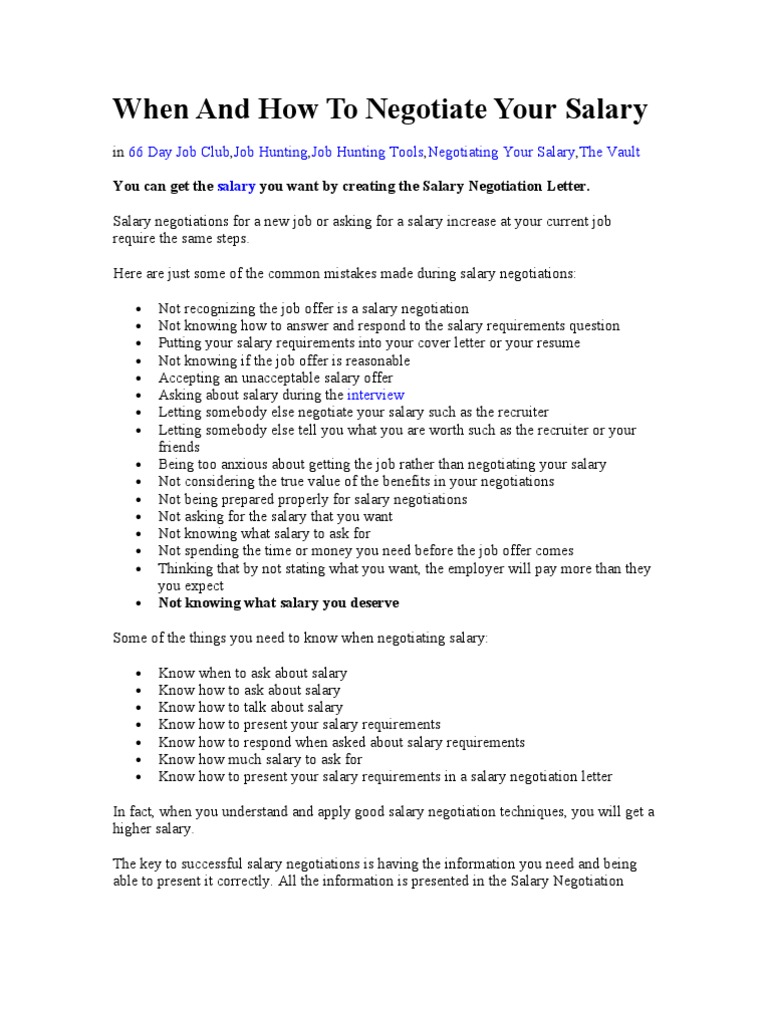 When and How To Negotiate Your Salary | PDF | Negotiation | Salary