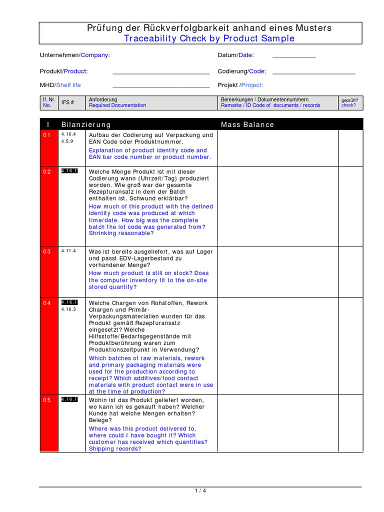 00 Traceability Checklist | PDF
