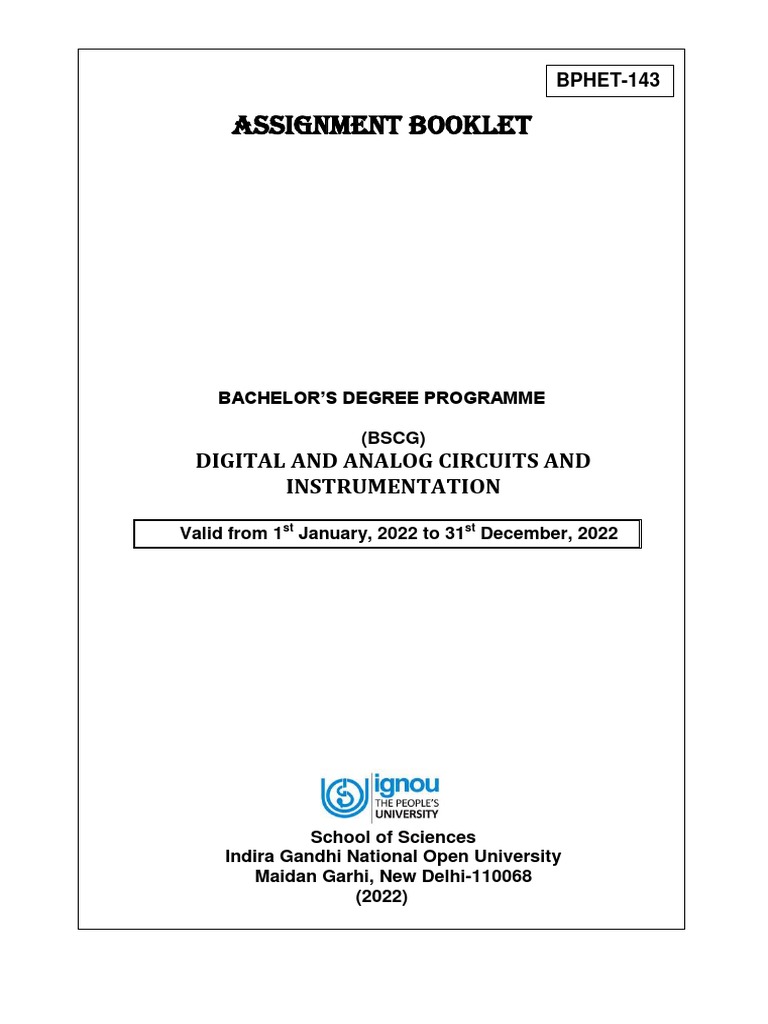 Assignment Booklet: Digital and Analog Circuits and Instrumentation | PDF | Amplifier | Rectifier