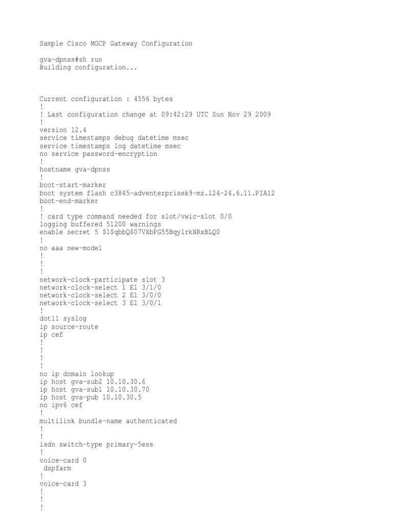 Sample Cisco MGCP Gateway Configuration | PDF | Ip Address | Internet ...