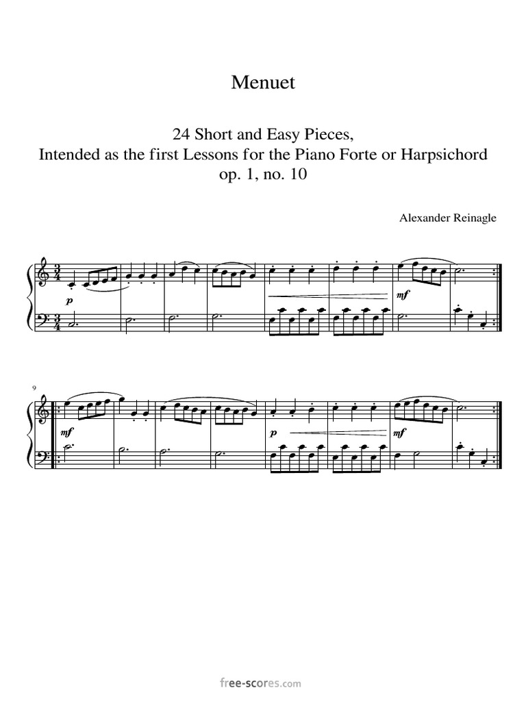 Beginner Piano Menuet Lessons | PDF