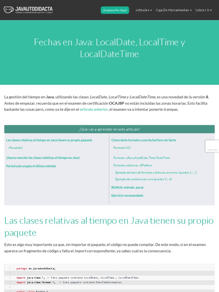 El Tiempo en Java - LocalDate, LocalTime y LocalDateTime | PDF | Java (lenguaje de programación ...