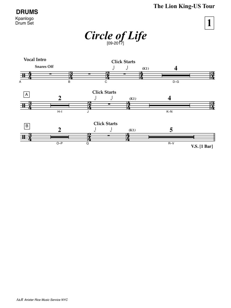 01 Circle of Life - DRUMS | PDF