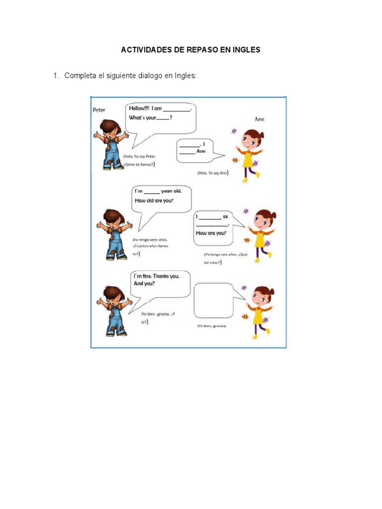 ACTIVIDADES DE REPASO EN INGLES | PDF