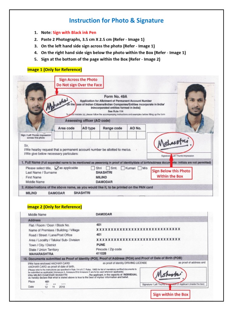 PAN Card Photo & Signature Guidelines | PDF