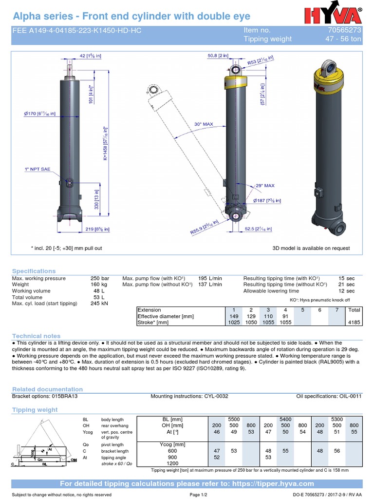 Heavy-Duty Cylinder Specs | PDF | Pump | Piston