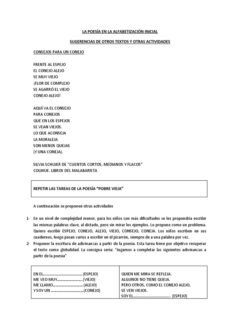 Actividades con el Conejo Alejo | PDF