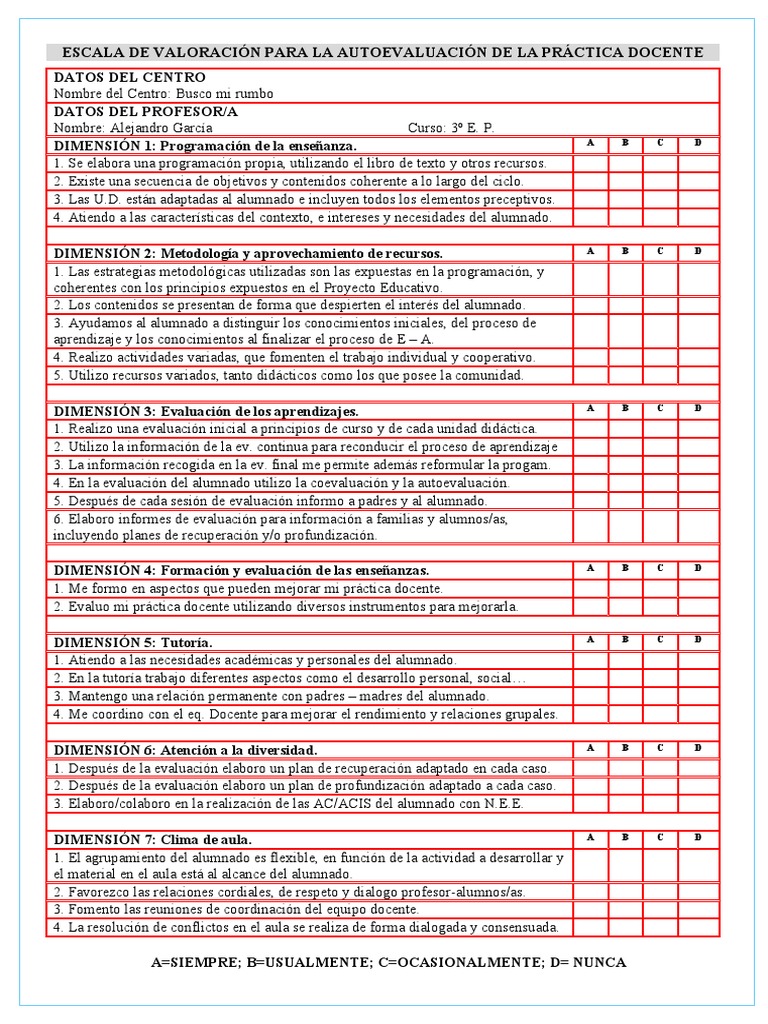 Escala De Valoracion Educacion