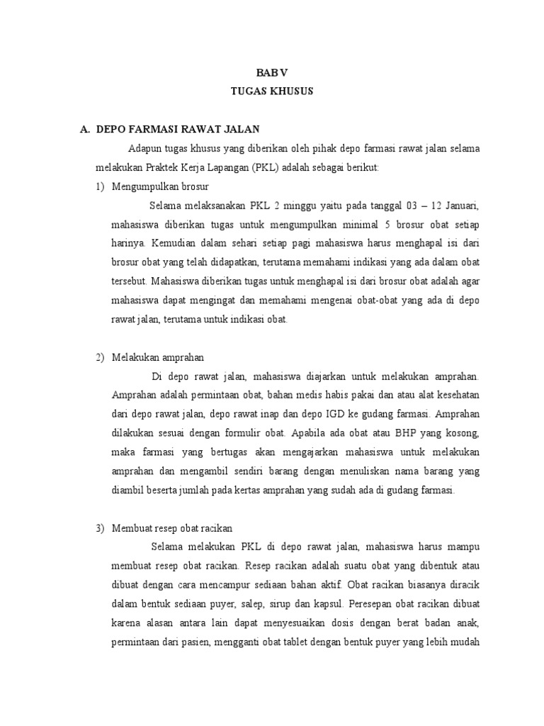 Bab V Laporan PKL RS Dirgahayu | PDF | Pengembangan Diri