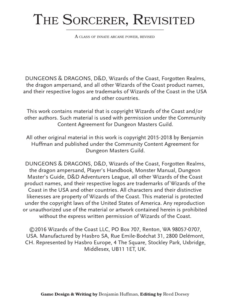 Sorcerer Revisited - by - Benjamin Huffman PF | PDF | Wizards Of The ...