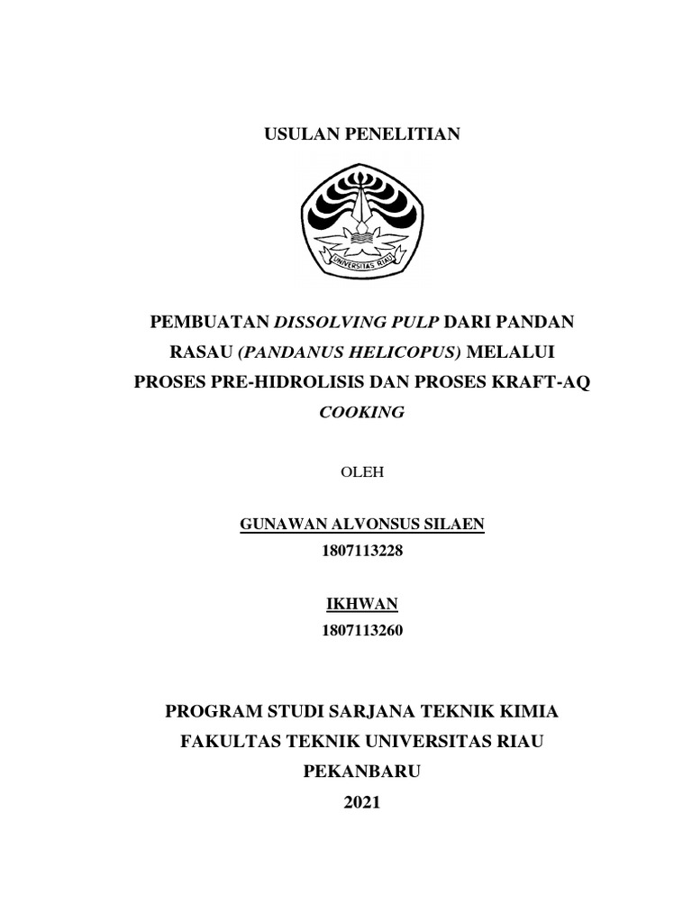 Pembuatan Dissolving Pulp dari Pandan | PDF