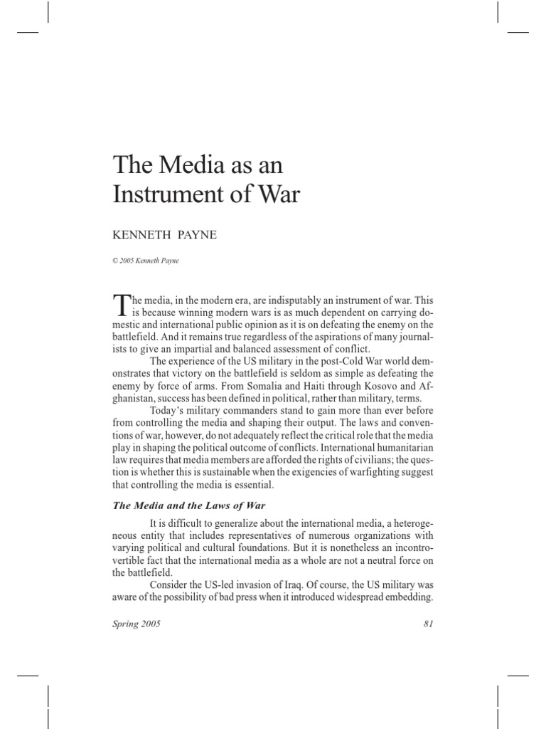The Media - Instrument of War | PDF | Civilian | International ...