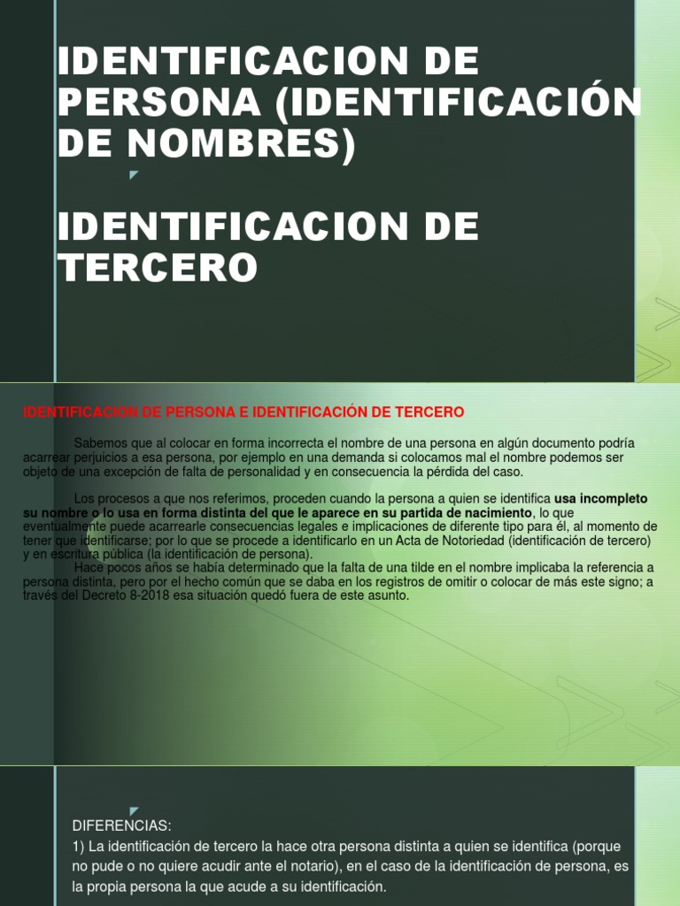 Diapositivas Identificacion de Persona y de Tercero | PDF | Guatemala ...