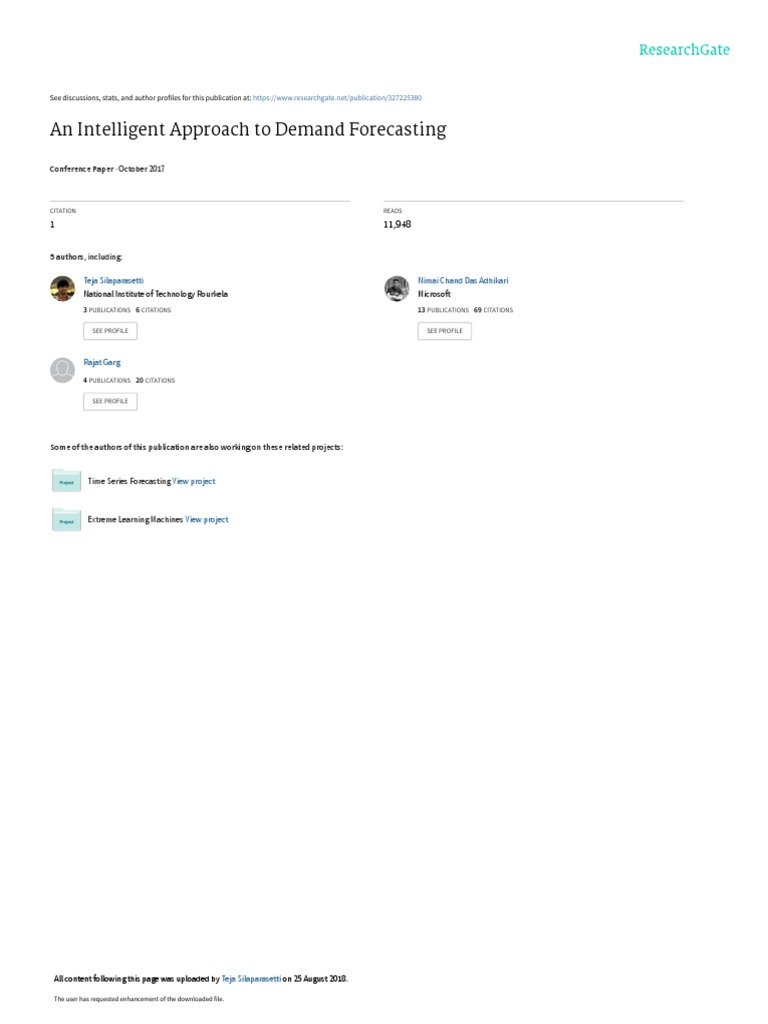 An Intelligent Approach To Demand Forecasting | PDF | Forecasting | Errors And Residuals