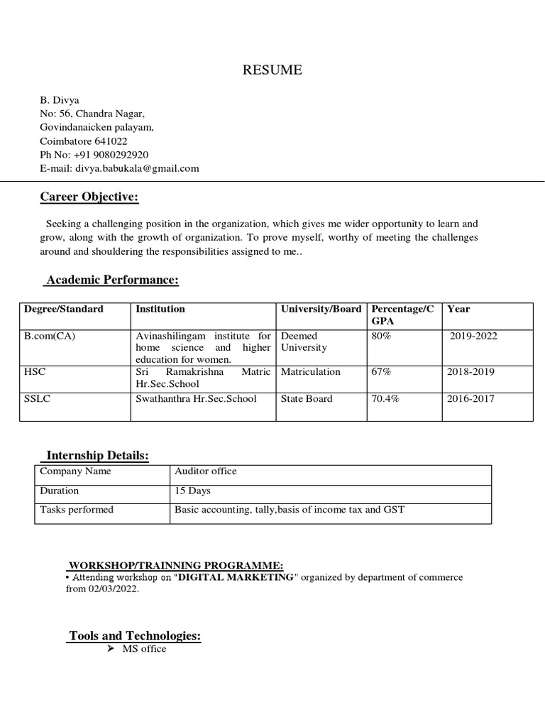 Divya RESUME .1 | PDF