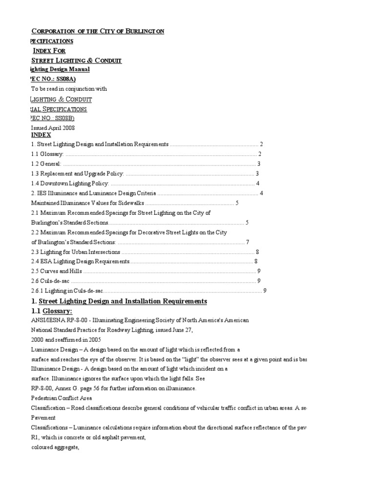 SS8A - Street Lighting Design Manual | Download Free PDF | Street Light ...