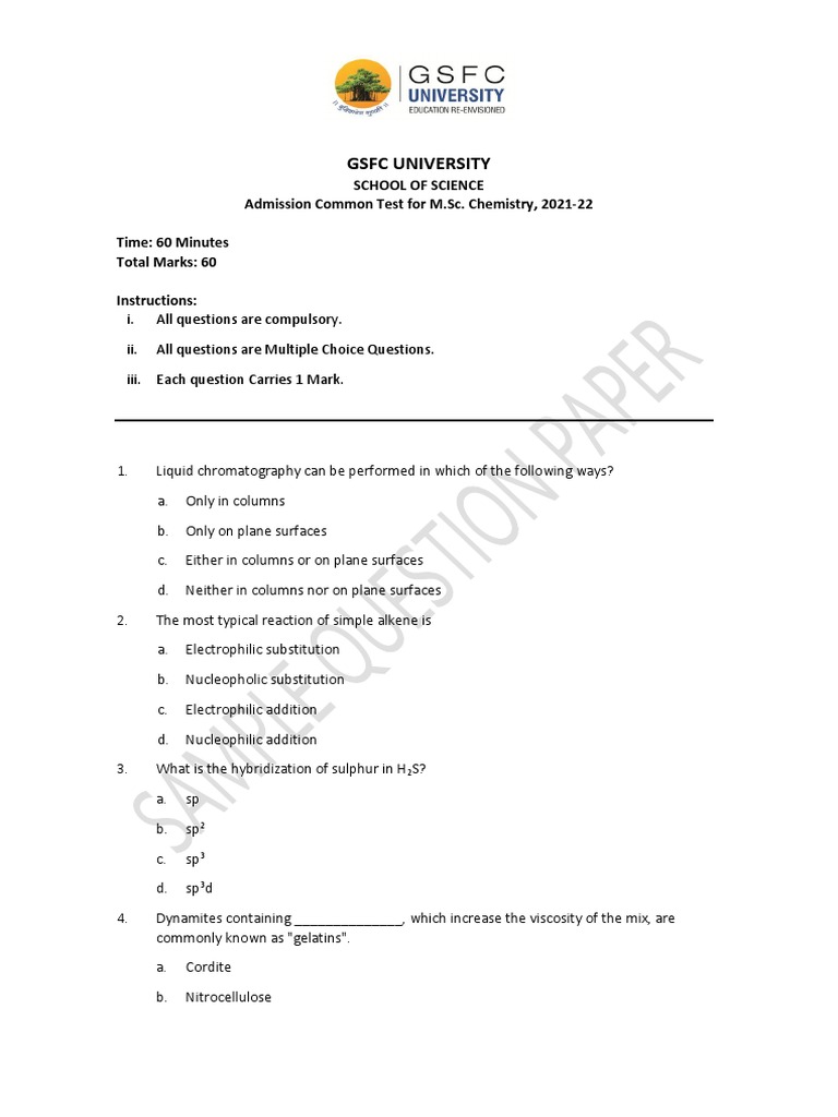Sample Question Paper M - 1 | PDF | Transition Metals | Chemical Reactions