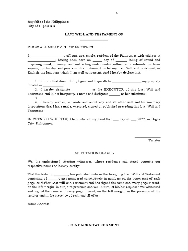 Last Will and Testament of | PDF | Will And Testament | Kinship And Descent