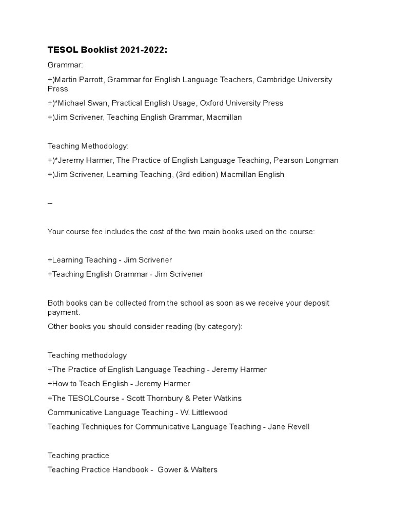 Essential TESOL Books 2021-2022 | PDF | English As A Second Or Foreign ...