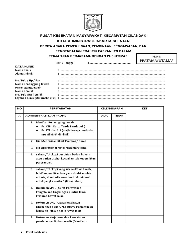 Form Pembinaan Klinik Cilandak | PDF | Sains & Matematika