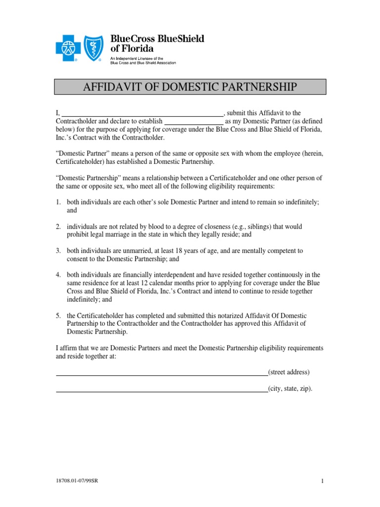 Health Domestic Partner Affidavit | PDF | Domestic Partnership | Affidavit