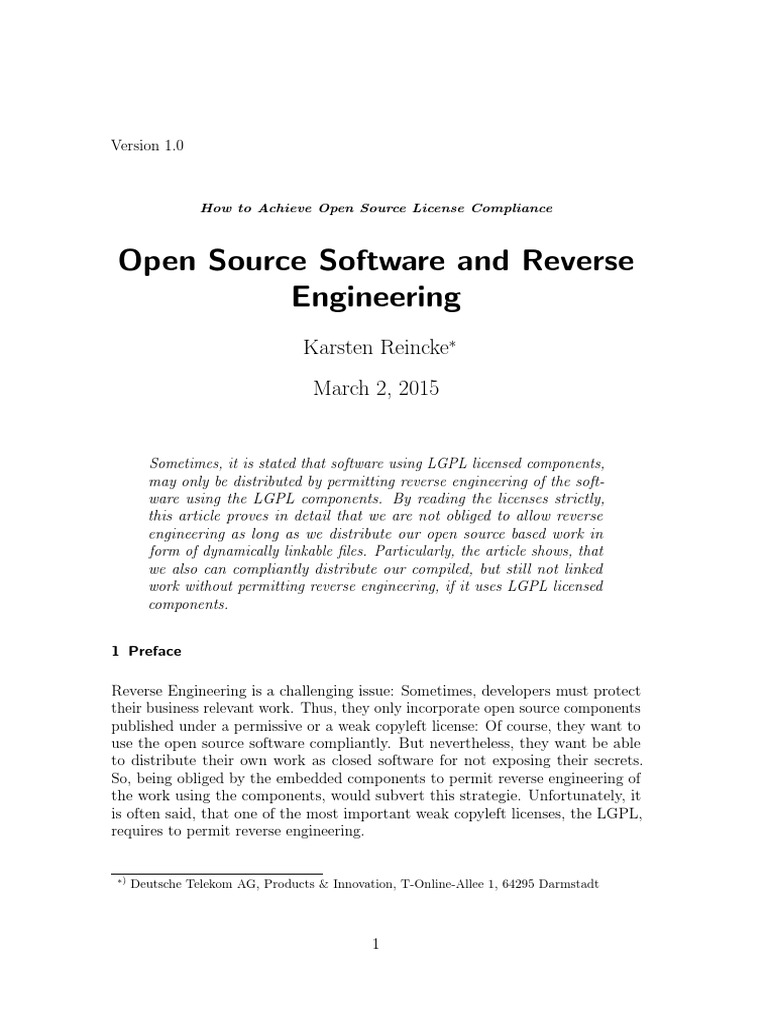 OpenSource Software and Reverse Engineering | PDF | Free Software ...