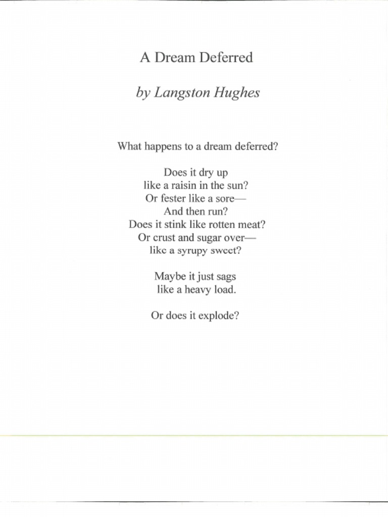 A Dream Deferred Poem | PDF