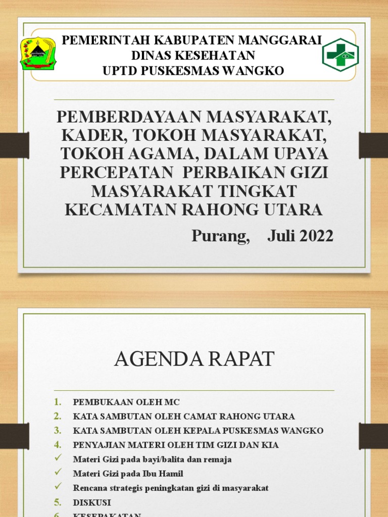 Materi Pemberdaayaan Masyarakat Dalam Perbaikan Gizi | PDF
