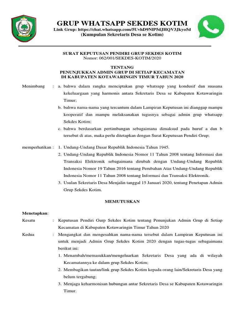 SK Admin Grup Sekdes 2019 | PDF