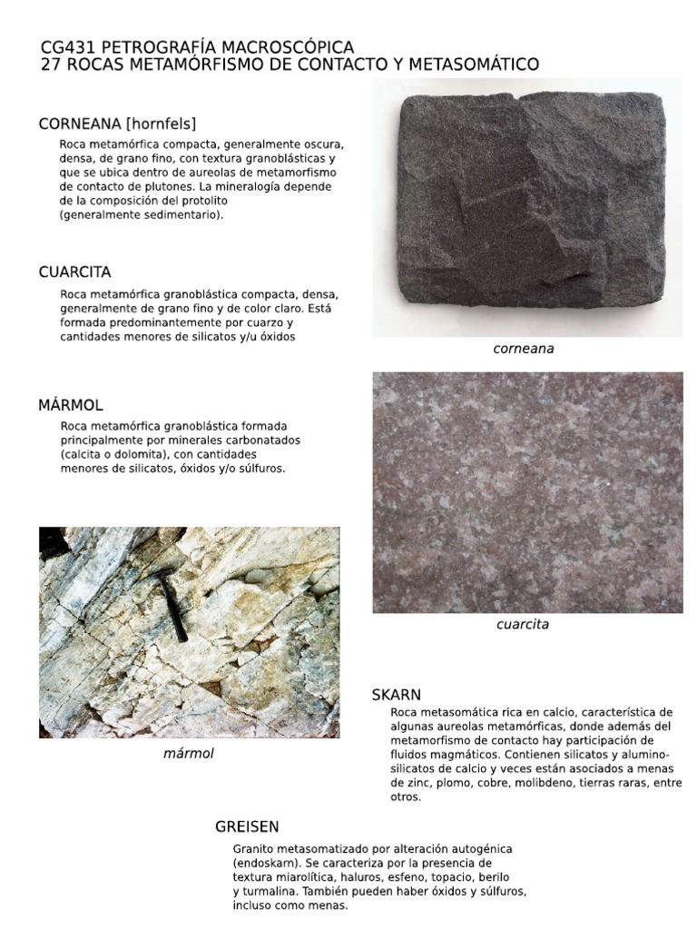 27 - Rocas Metamorfismo de Contacto y Metasomatismo | PDF