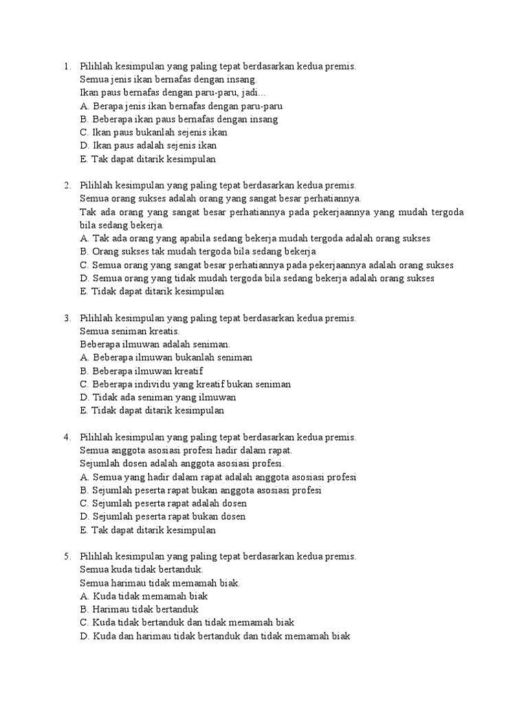 Kesimpulan Logika dari Premis | PDF