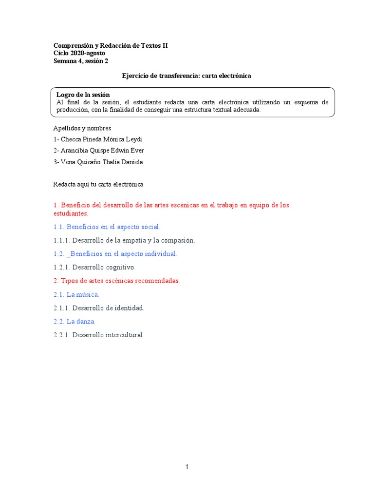 S04.s2 - Resolver Ejercicios - Formato (GRUPO 10) | PDF | Las emociones | Aprendizaje