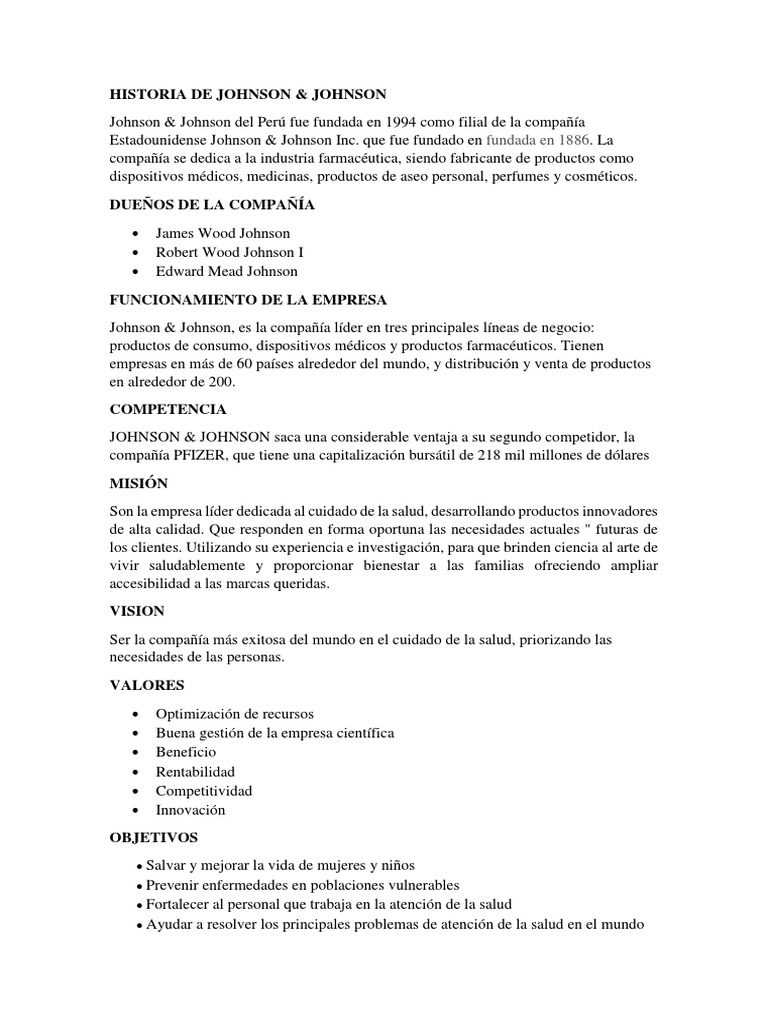 Johnson & Johnson | PDF | Johnson y Johnson | Economias