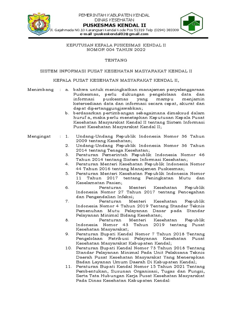 22 004 SK Sistem Informasi Puskesmas Kendal Ii | PDF