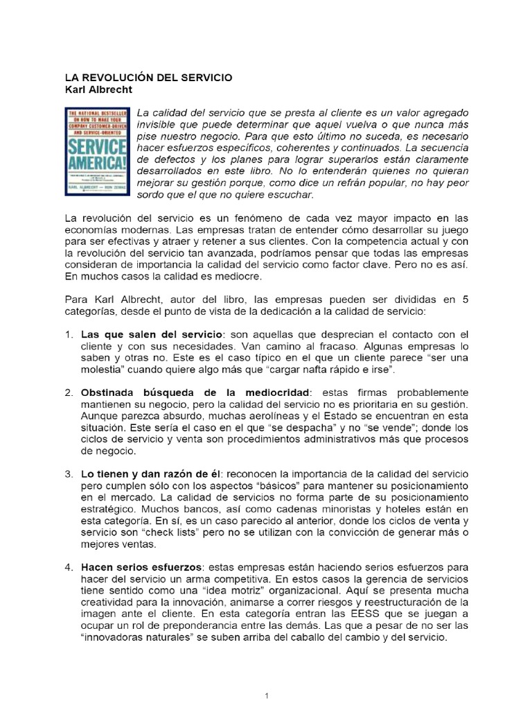 LA REVOLUCIÓN DEL SERVICIO Karl Albrecht PDF | PDF