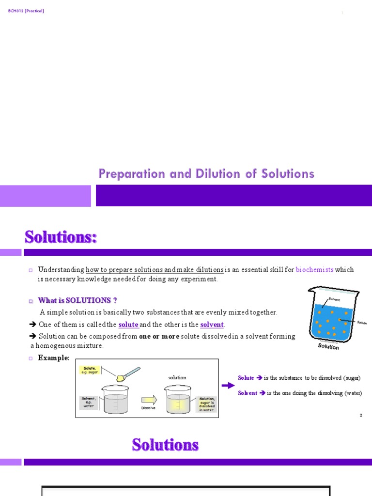 Solution Preparation and Dilution Techniques | PDF | Mass Concentration ...