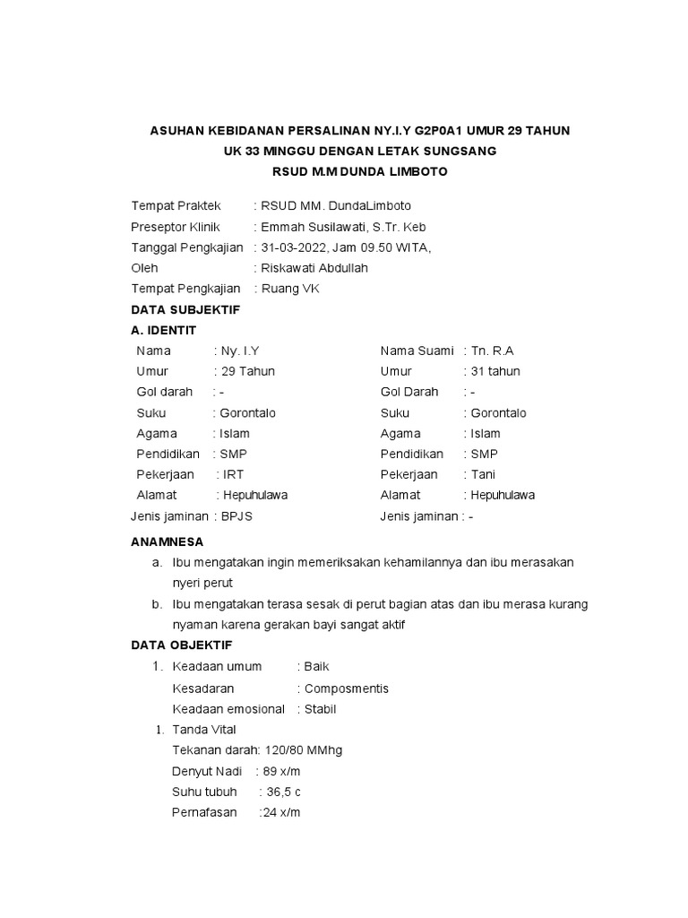 Revisi Soap Pathway Letak Sungsang | PDF