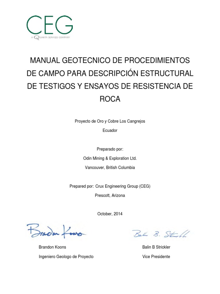 Geotechnical Core Logging - Cangrejos - Spanish | PDF | Meteorización ...