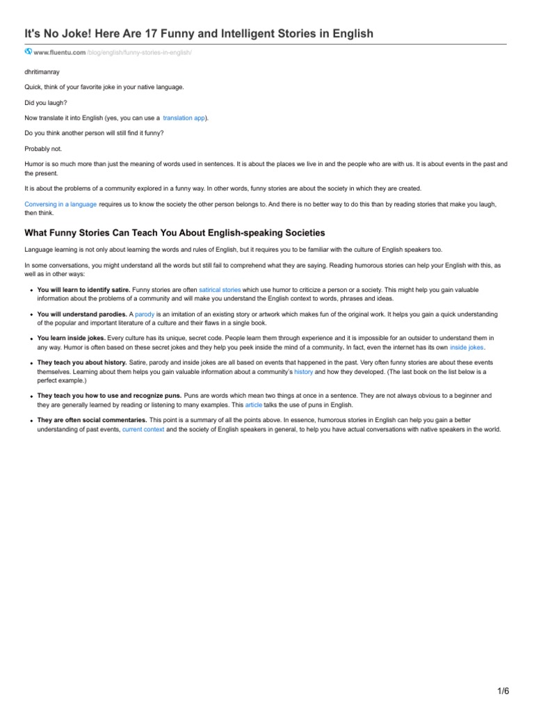 17-funny-stories-in-english-th | PDF | Jokes | English Language