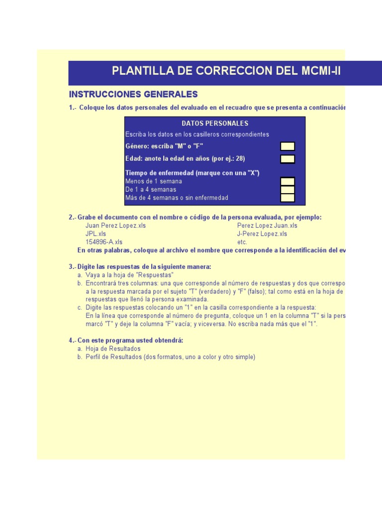 Test Millon Plantilla de Correción | PDF | Amor | Sicología
