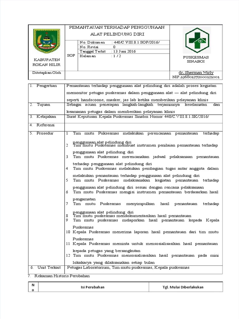 Pdf Sop Pemantauan Pemakaian Apd Pdf