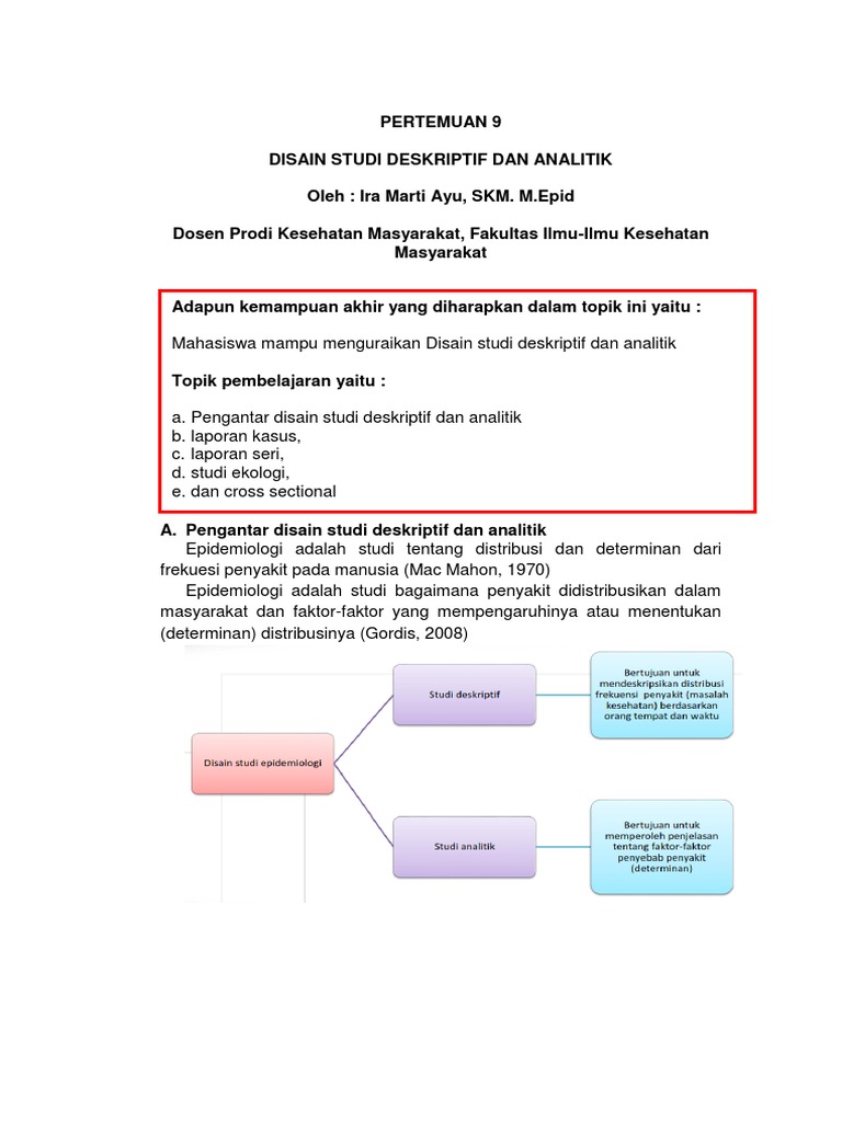 Disan Studi Deskriptif Dan Analitik | PDF
