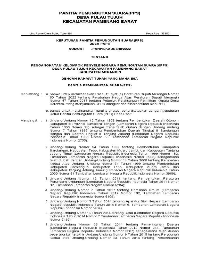 SK KPPS Pilkades 2022 | PDF