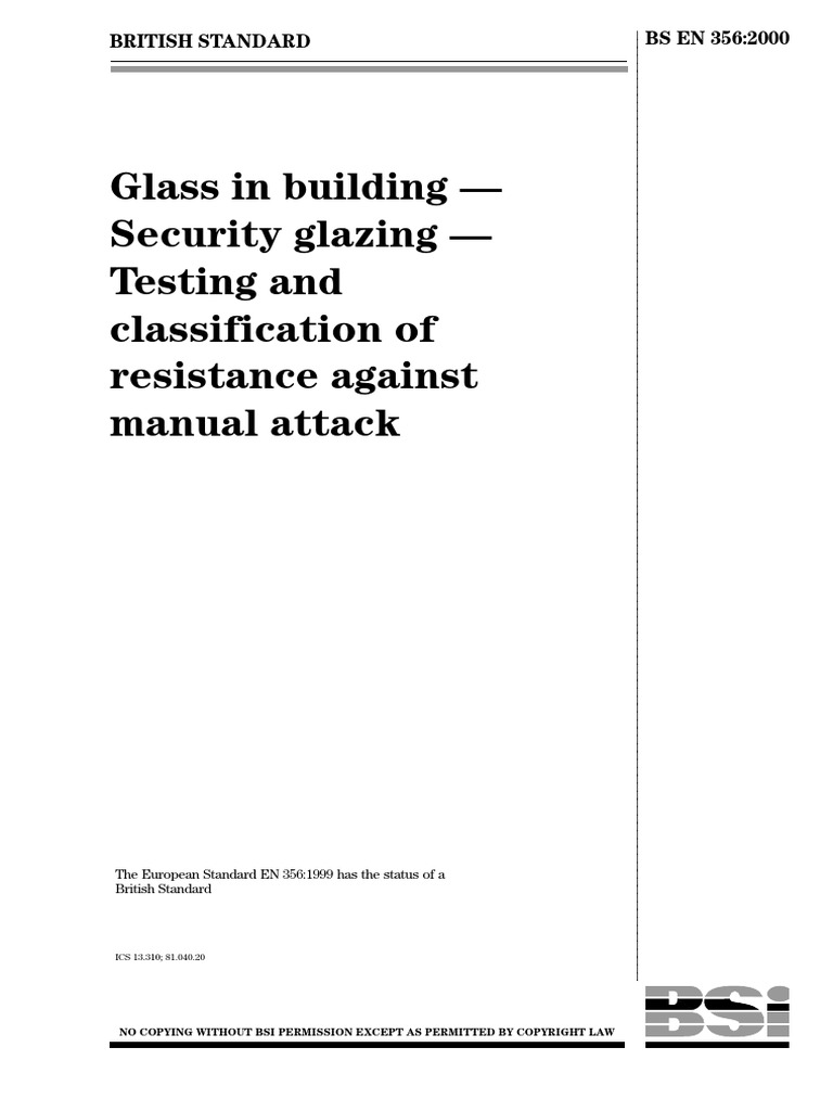 BS EN 356:2000 Security Glazing Standard | PDF