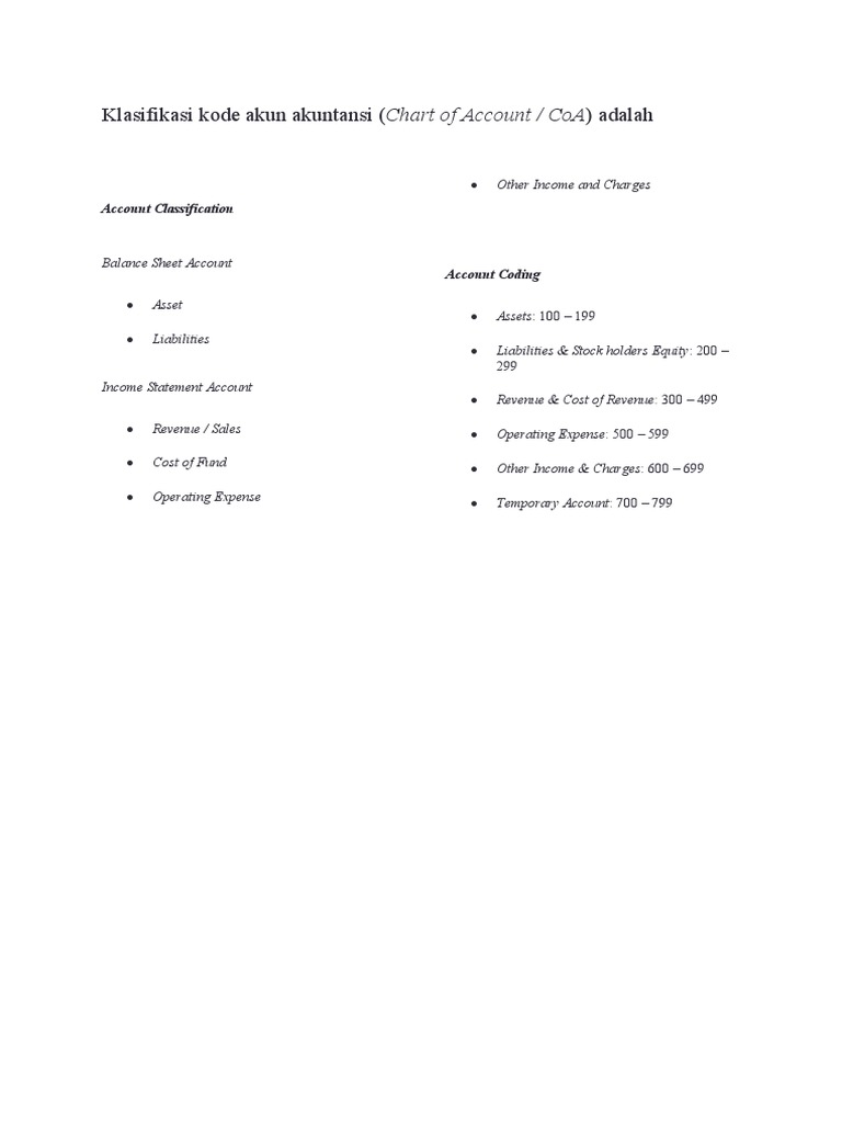 Klasifikasi Kode Akun Akuntansi | PDF