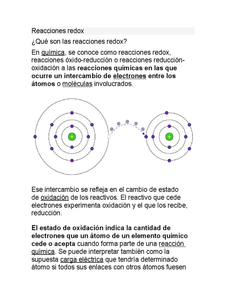 Reacciones redox | PDF | Redox | Agente oxidante