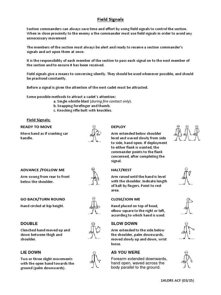 Field Signals Ready To Move Deploy | PDF | Hand | Reconnaissance